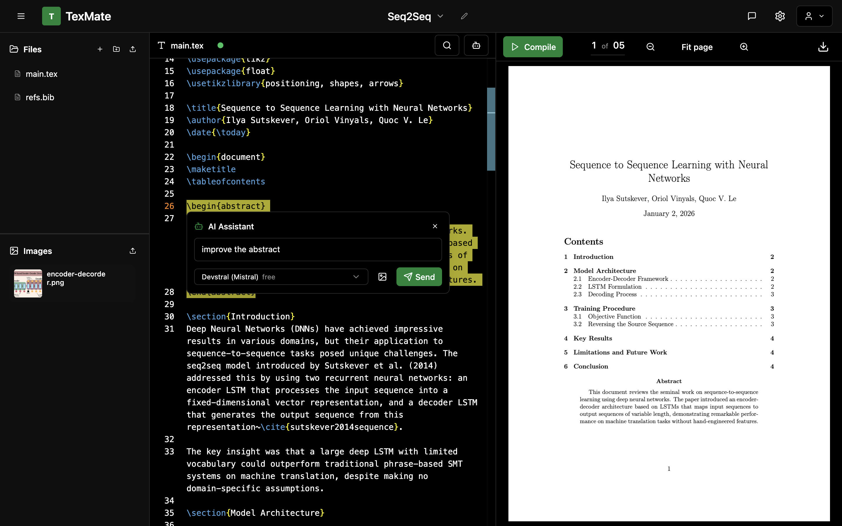 TexMate - The AI-powered LaTeX Online Editor